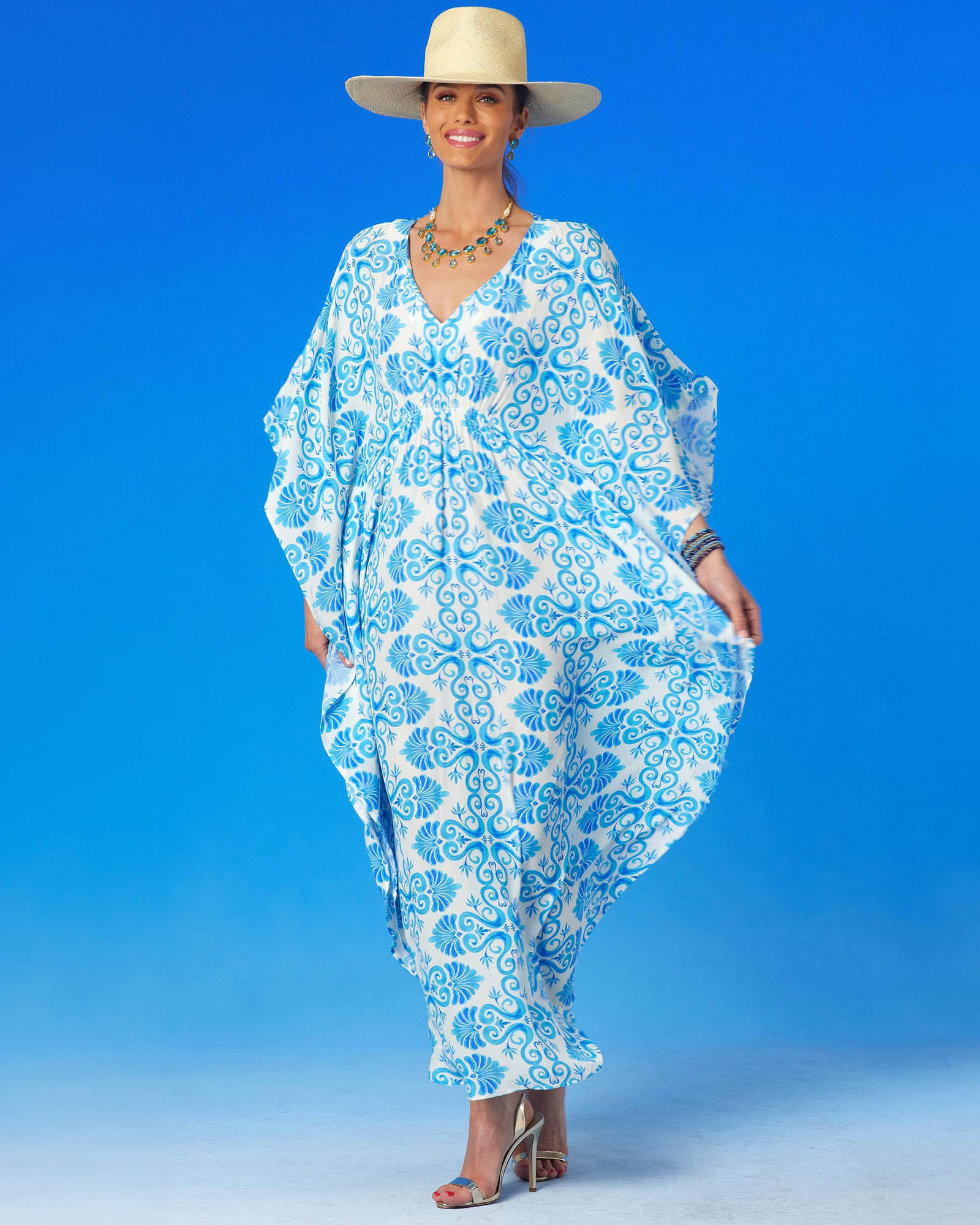 NicoBlu® Thetis Long Kaftan in Mediterranean Blue