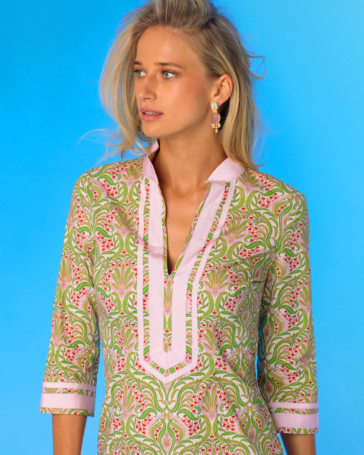 NicoBlu® Capri Short Tunic Dress in Delicate Ferns