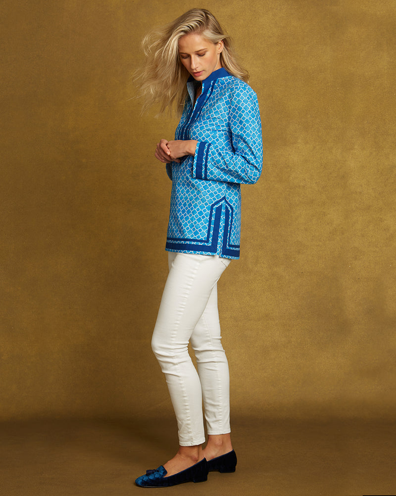 NcoBlu® Capri Tunic in Blue Alhambra Print
